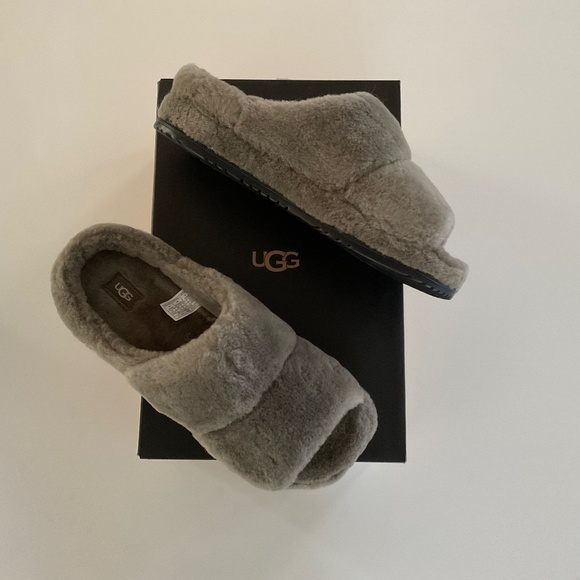 UGG | Shoes | Ugg Fluff That Slidesslippers Gray Sheepskin Style 124111 Mens | Poshmark